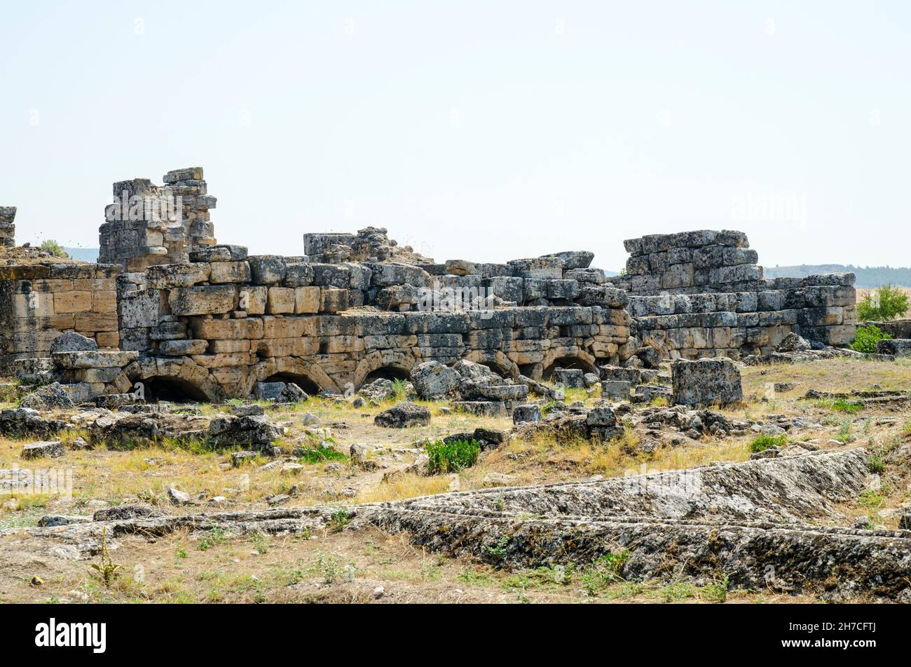 Ruins of an ancient city, stones and bricks of an old greek building ...