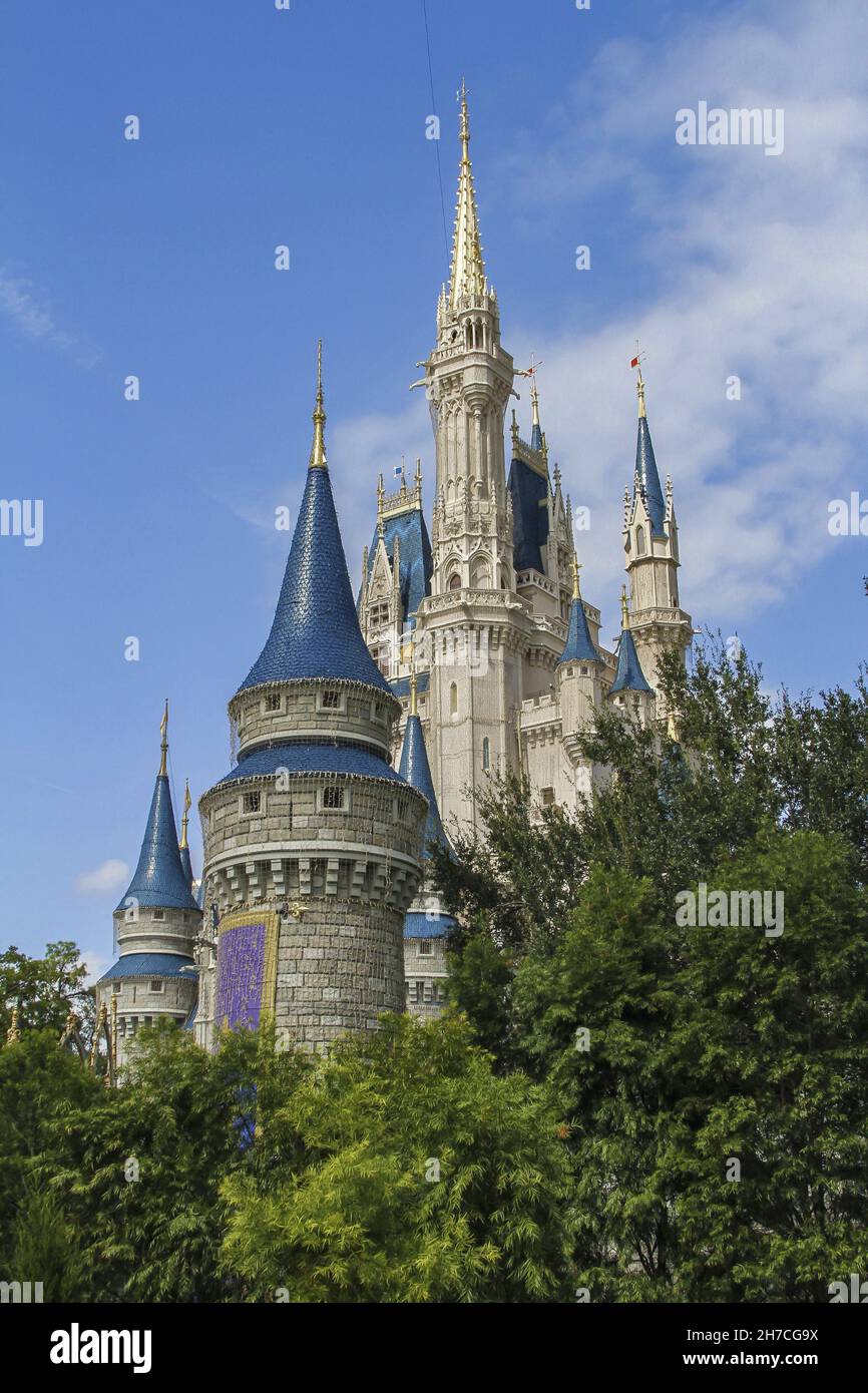 Low angle of Disney castle Stock Photo - Alamy