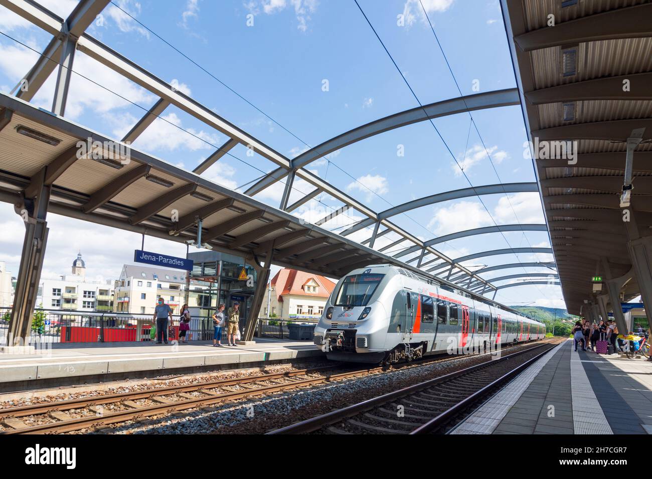 Jena: railway station Jena-Paradies, local train in , Thüringen ...