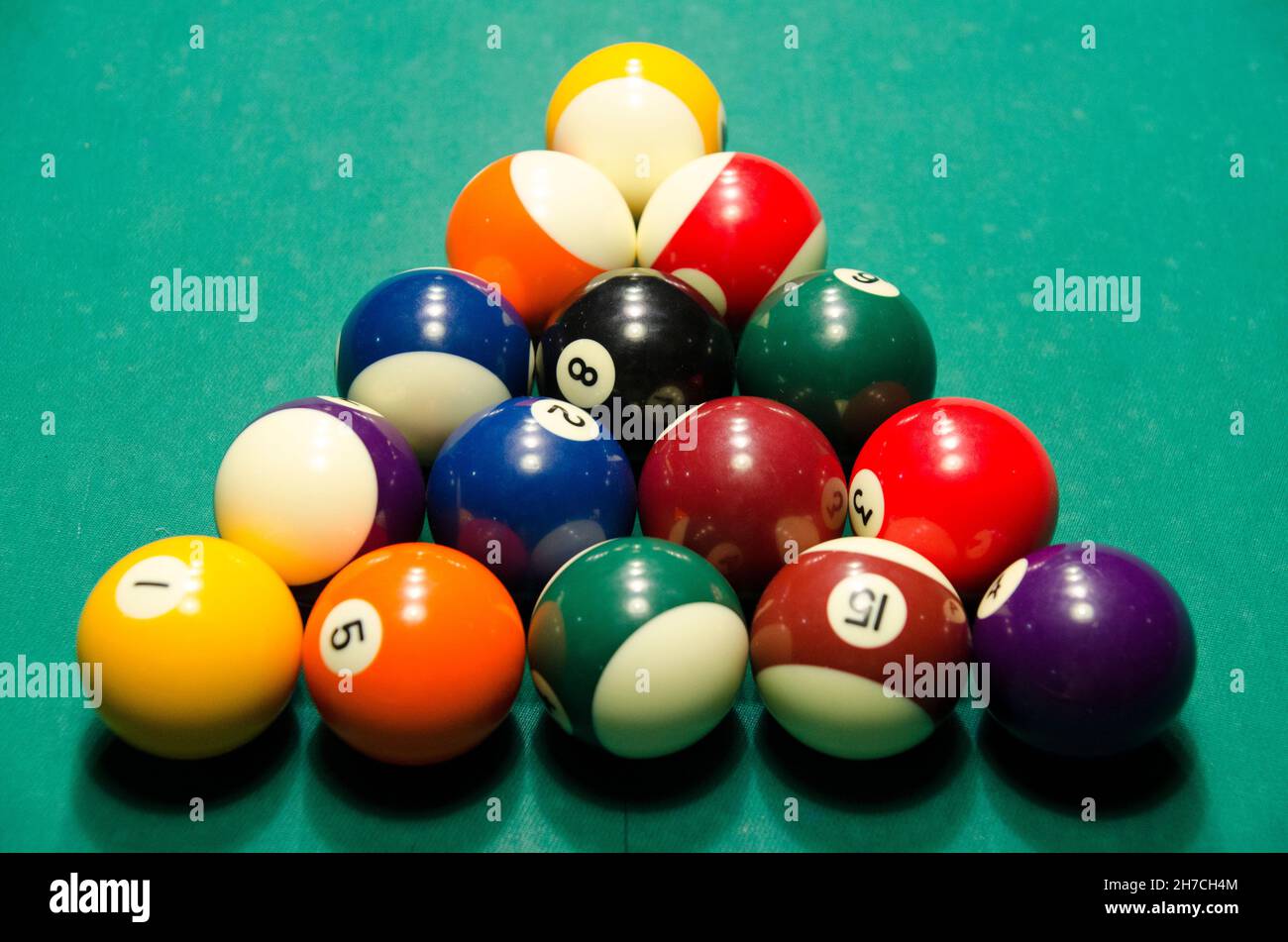 Billiard balls on the pool table Stock Photo - Alamy