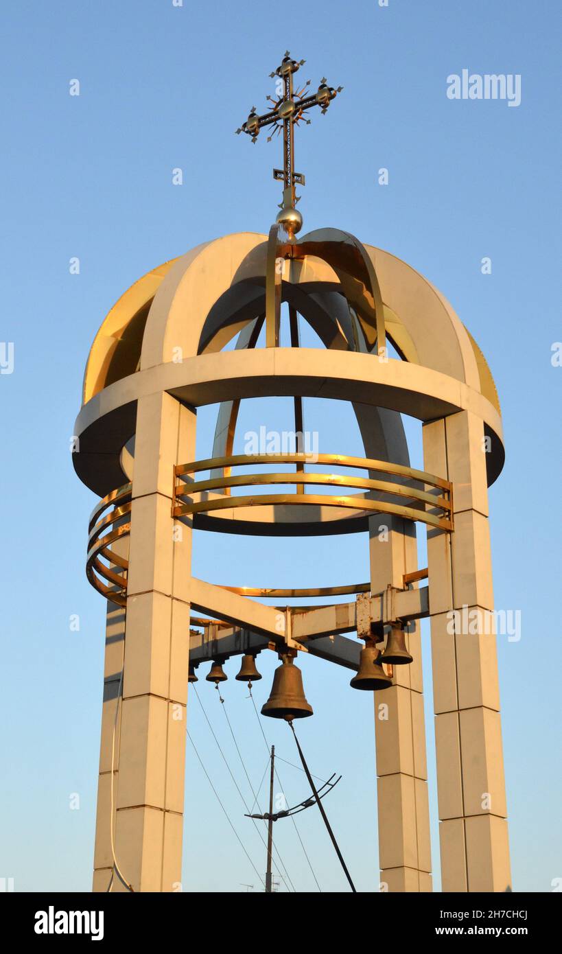Orthodox dome with golden church and bells Stock Photo - Alamy