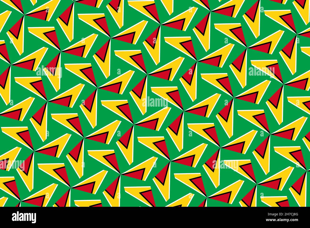 Geometric pattern in the colors of the national flag of Guyana. The ...