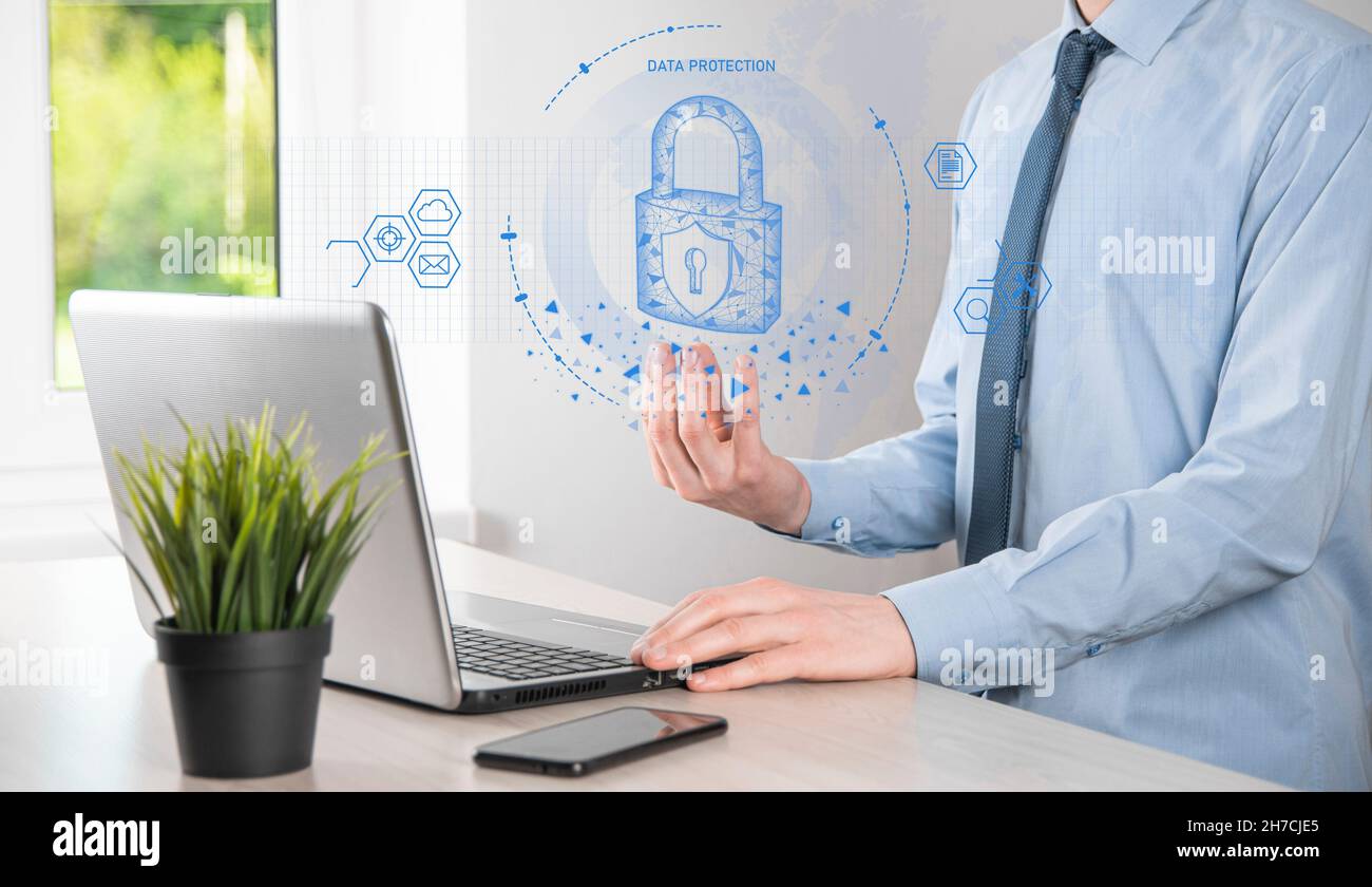 Cyber security network. Padlock icon and internet technology networking ...