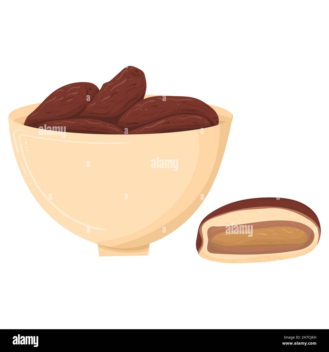 Cartoon illustration with colorful dates. Farm market product. Vector ...