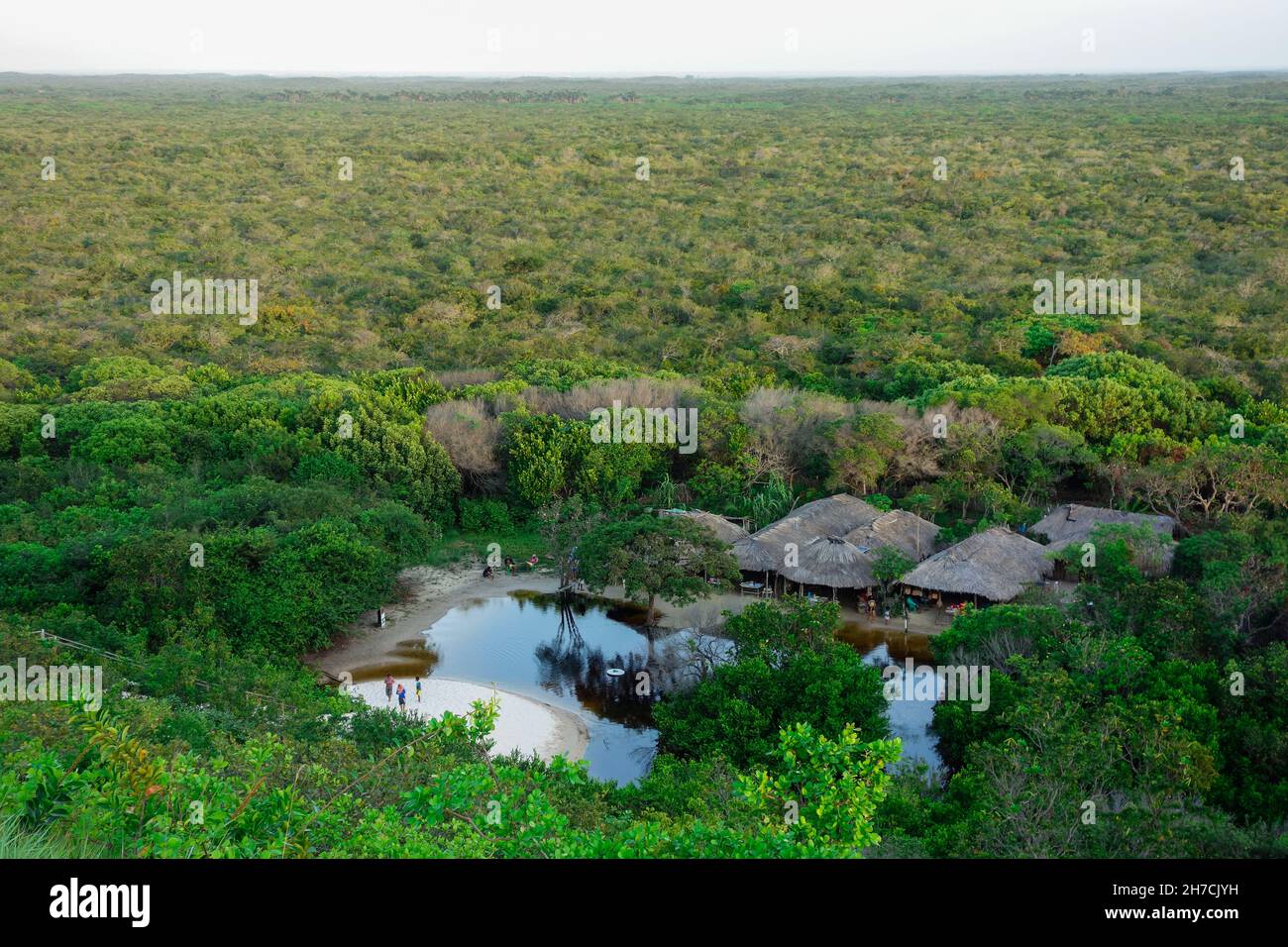 Aerial view of the Indian tribe houses in the Amazon forest Stock Photo ...