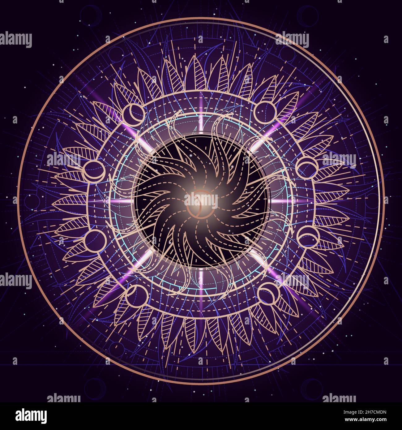 Vector illustration of Sacred geometry symbol on abstract background ...