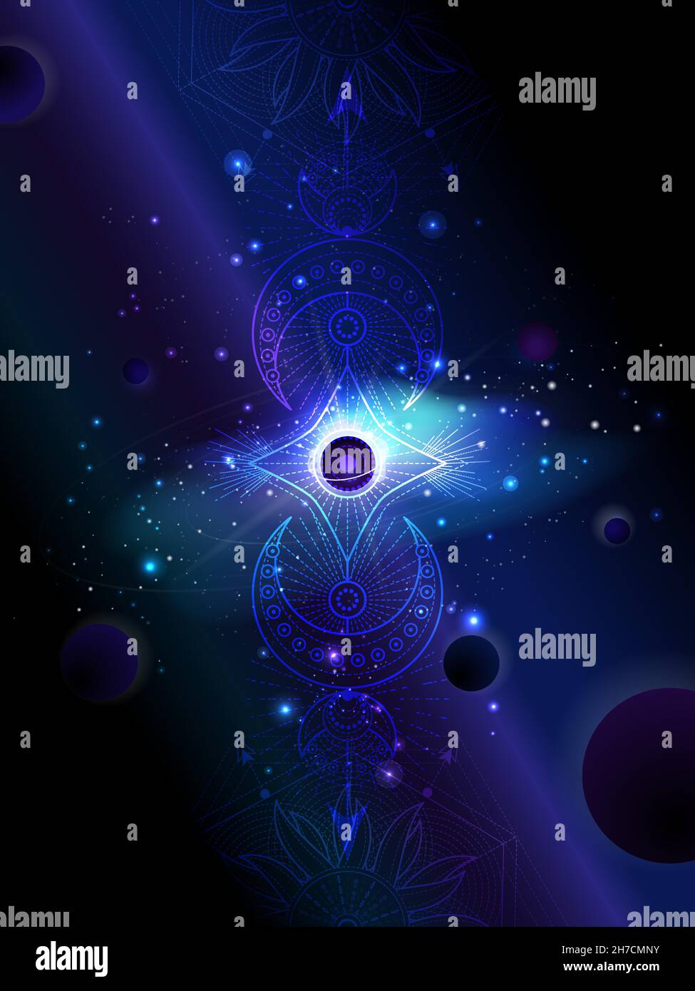 Vector illustration of Sacred geometric symbol against the space ...