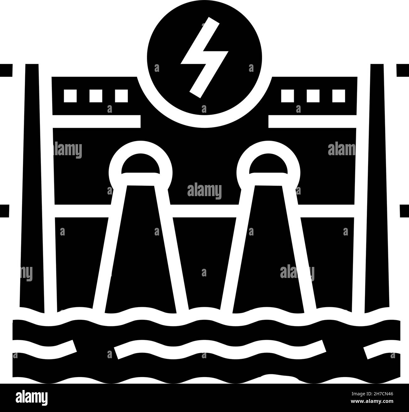 hydroelectricity energy construction glyph icon vector illustration ...