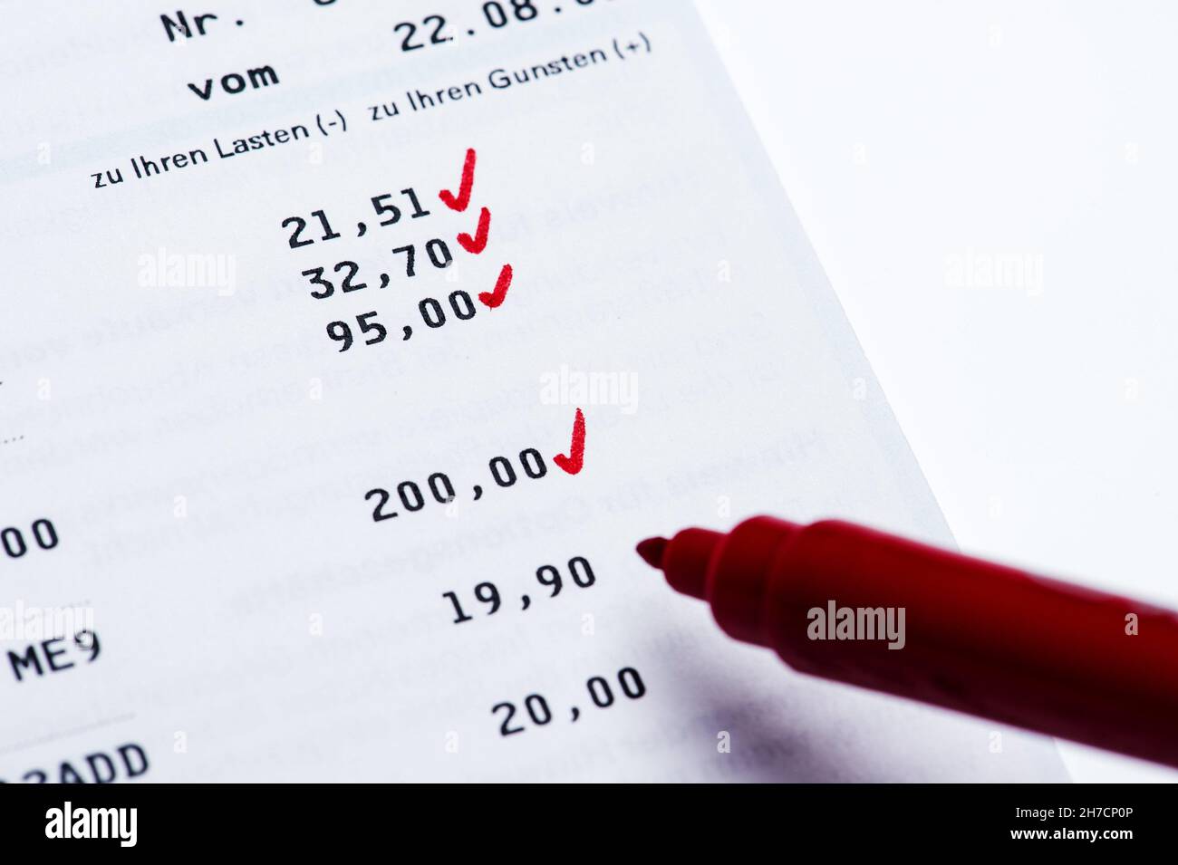 bank statement, check account , Germany Stock Photo - Alamy