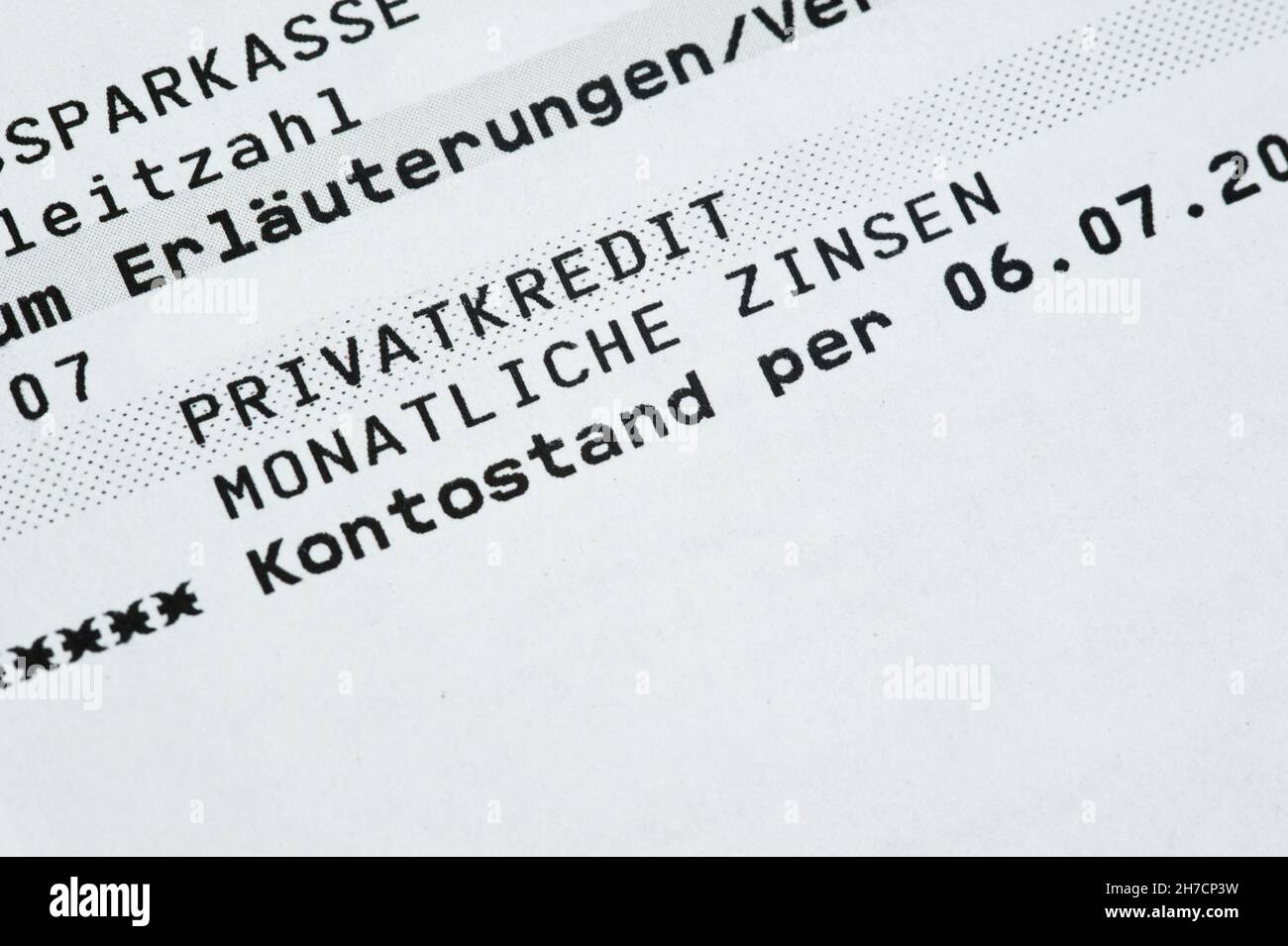 statement of bank account, Germany Stock Photo - Alamy