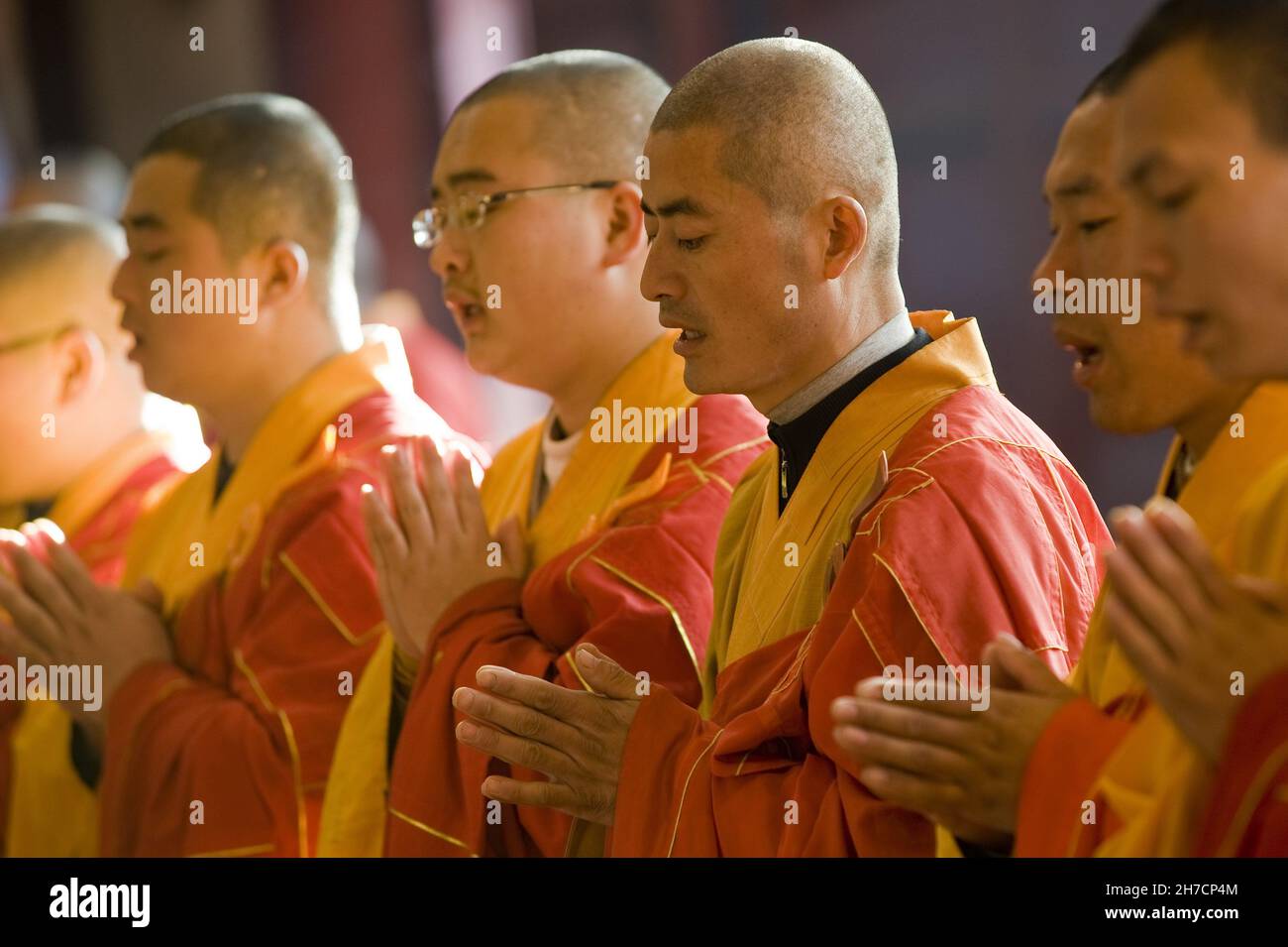 Buddhist monks in the Jinshan Temple (Golden Hill Temple), China ...