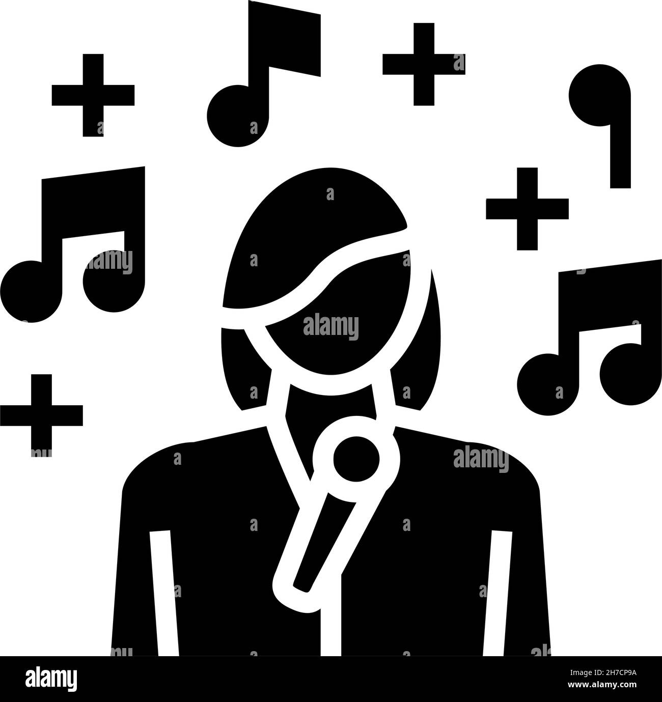 singer woman singing song in microphone glyph icon vector illustration ...