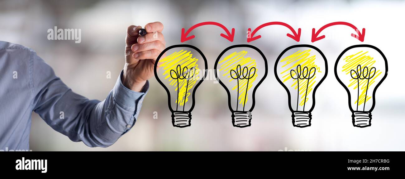 Man drawing a brainstorming concept Stock Photo - Alamy