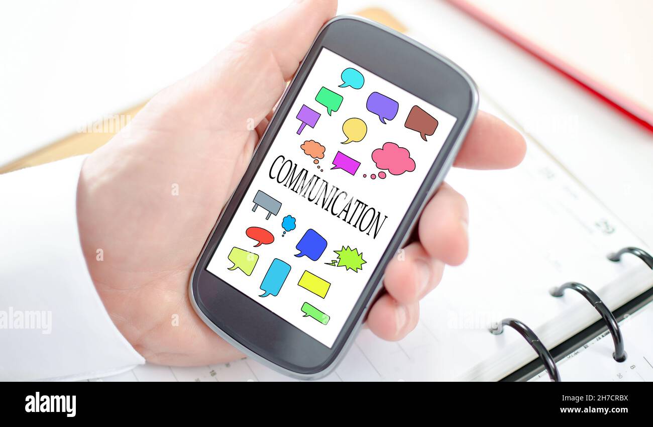 Communication concept shown on a smartphone screen Stock Photo - Alamy
