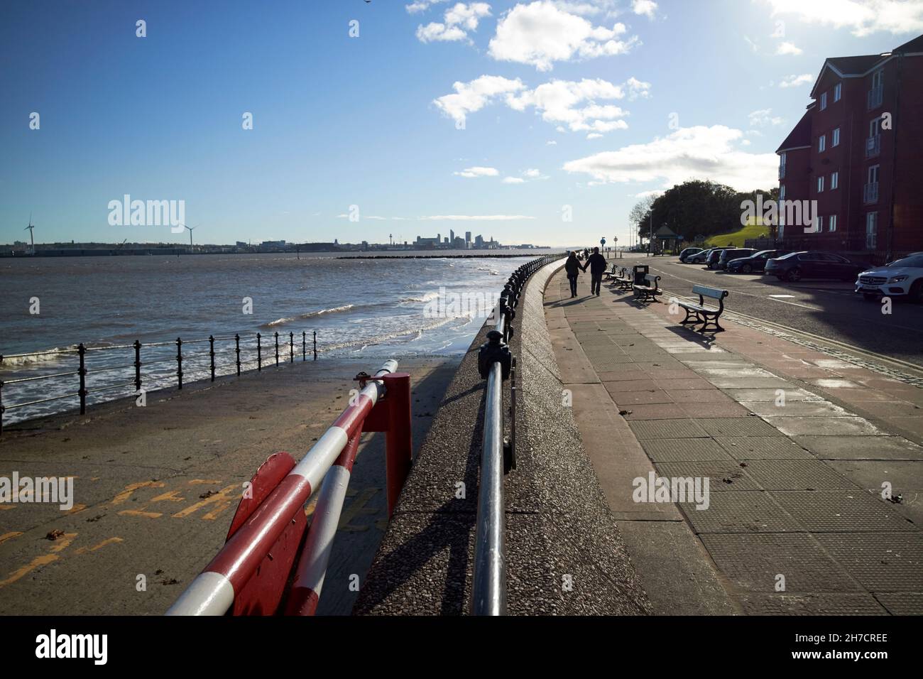 tower promenade and view of the river mersey and liverpool city centre ...