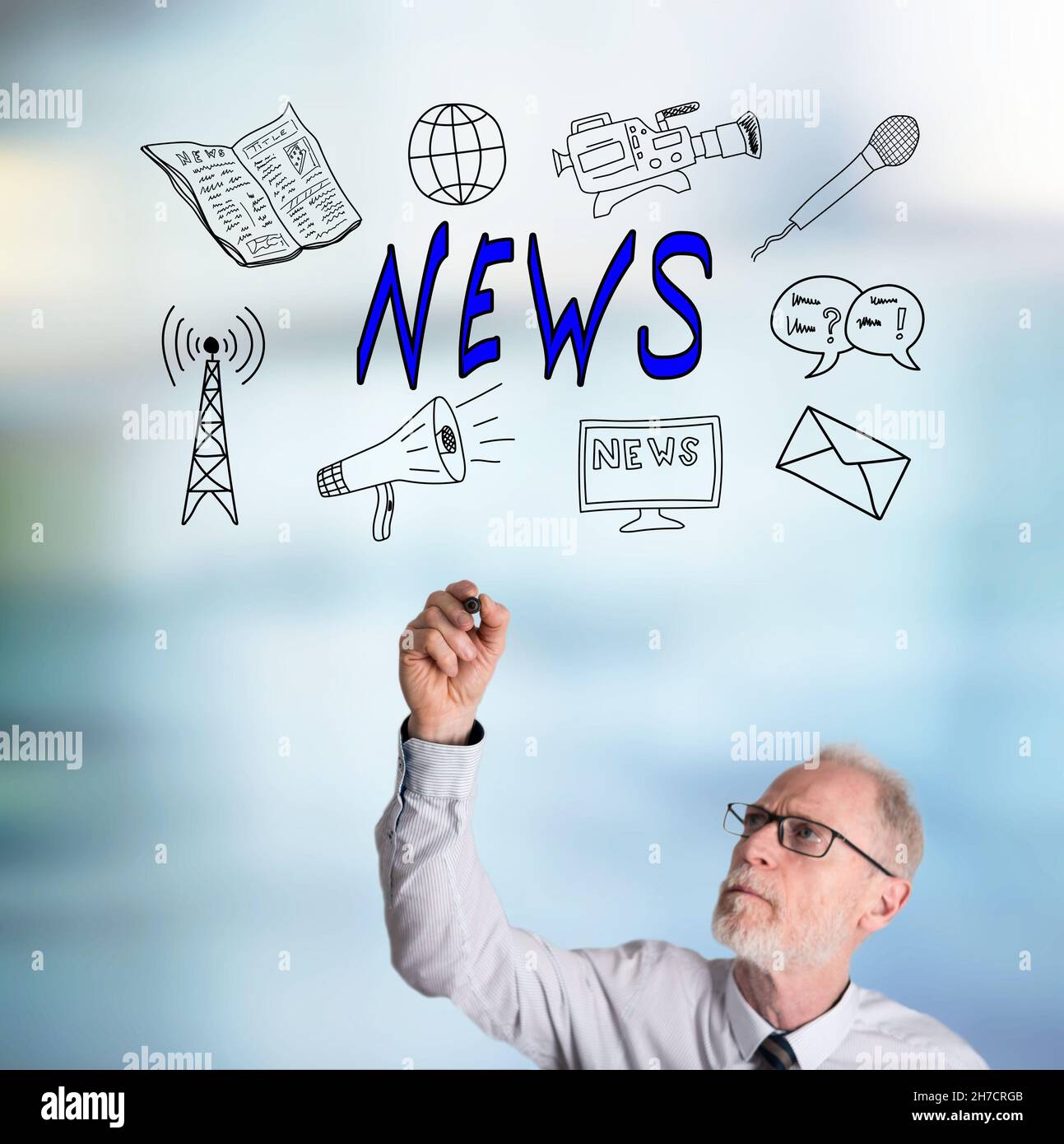 News concept drawn by a businessman Stock Photo - Alamy