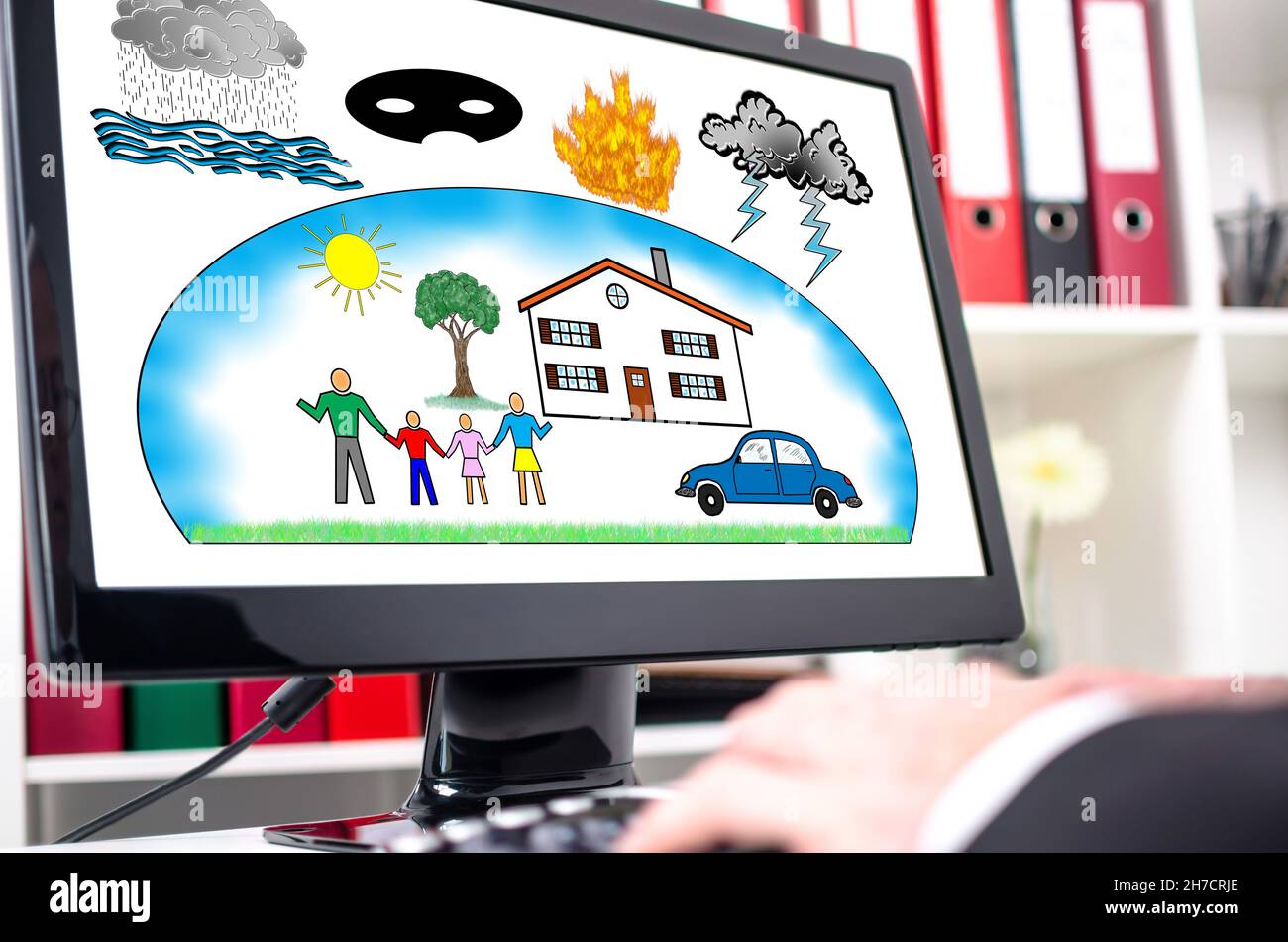 Protection against damage concept shown on a computer screen Stock ...