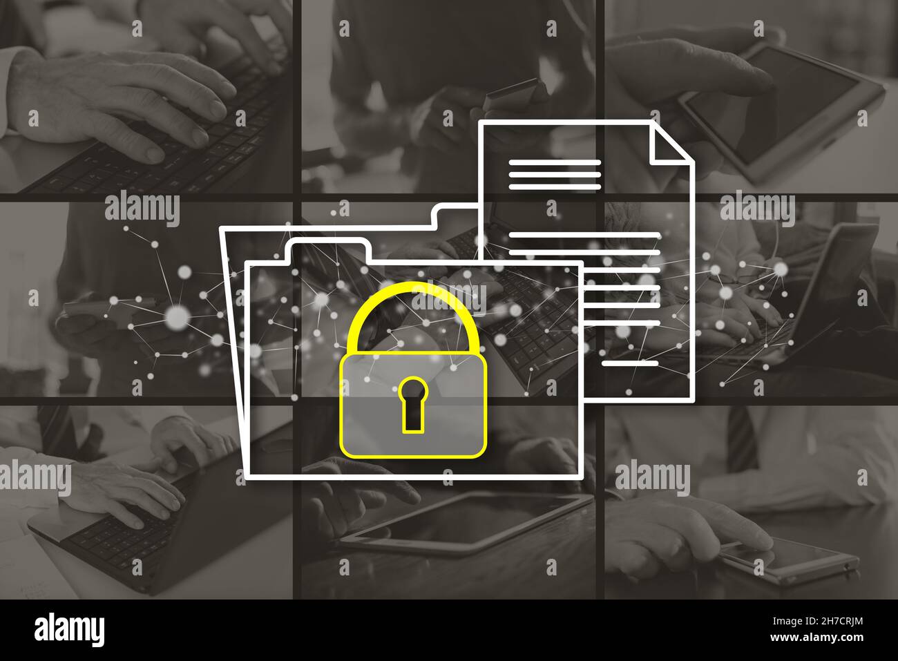 Data security concept illustrated by pictures on background Stock Photo ...