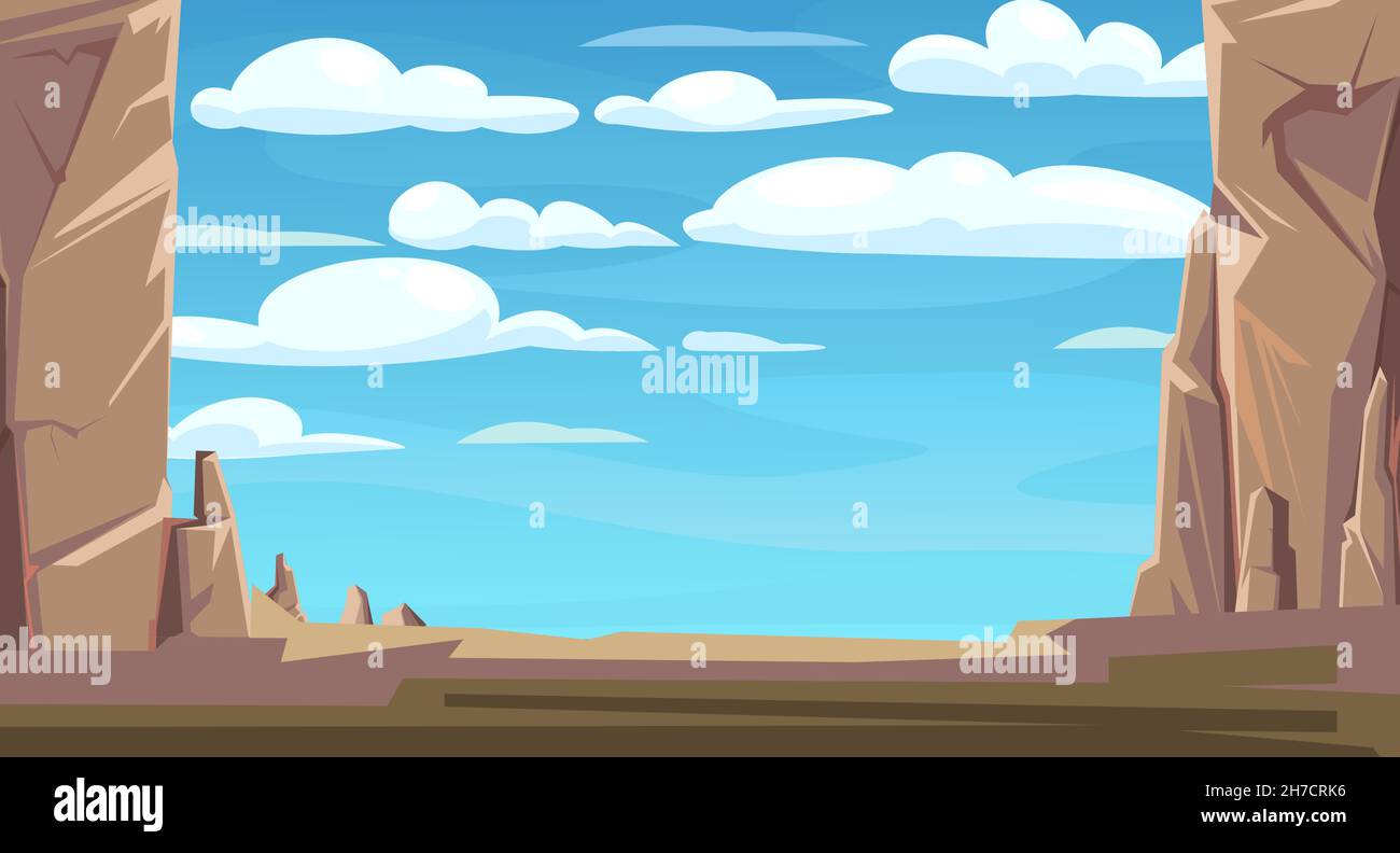 Mountain gorge. Frame composition. Smooth playground. Stone rocky rocky ...