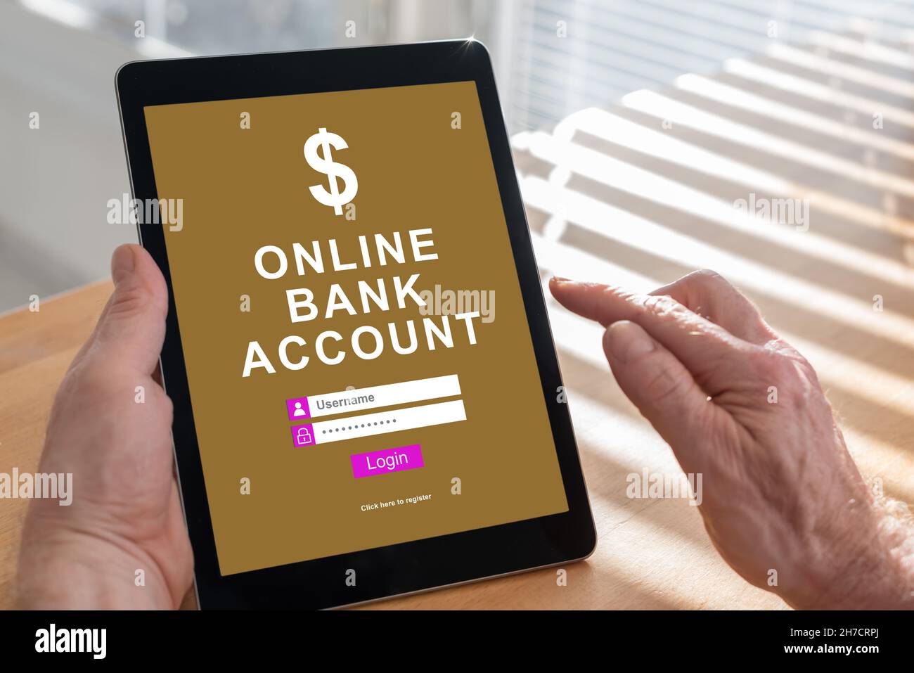 Tablet screen displaying an online bank account concept Stock Photo - Alamy