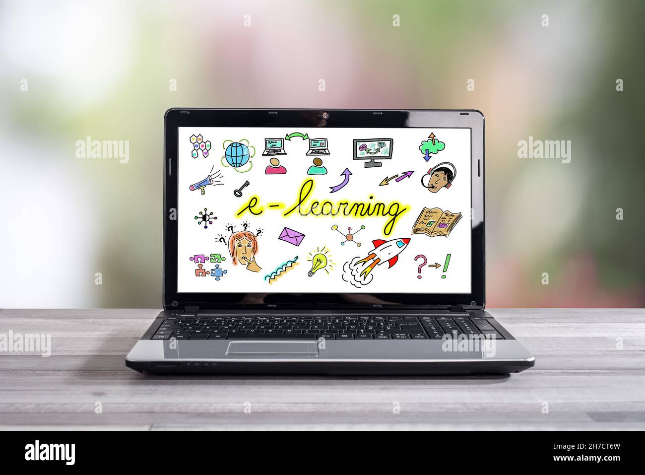 E-learning concept shown on a laptop screen Stock Photo - Alamy