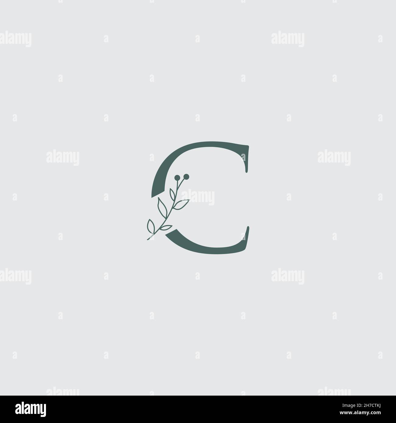 Graphic Floral Initial Alphabet C flowers bouquet composition. Unique ...