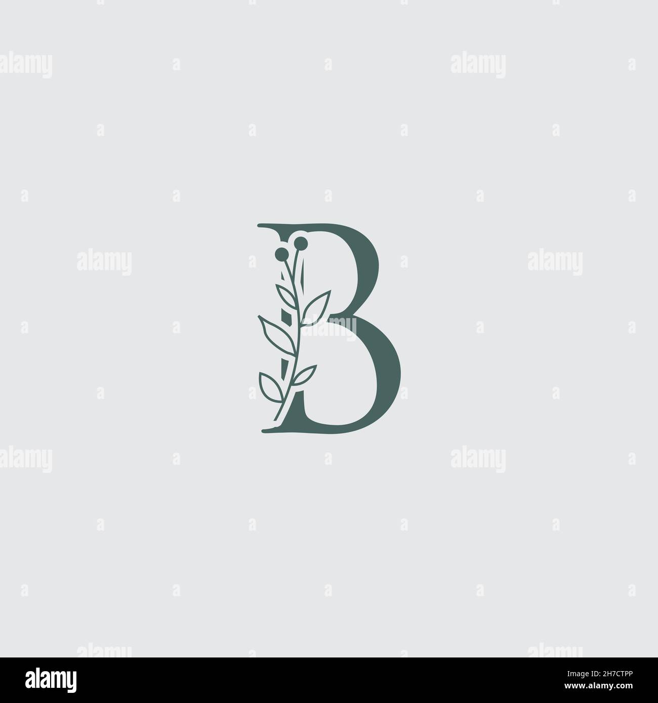 Graphic Floral Initial Alphabet B flowers bouquet composition. Unique ...