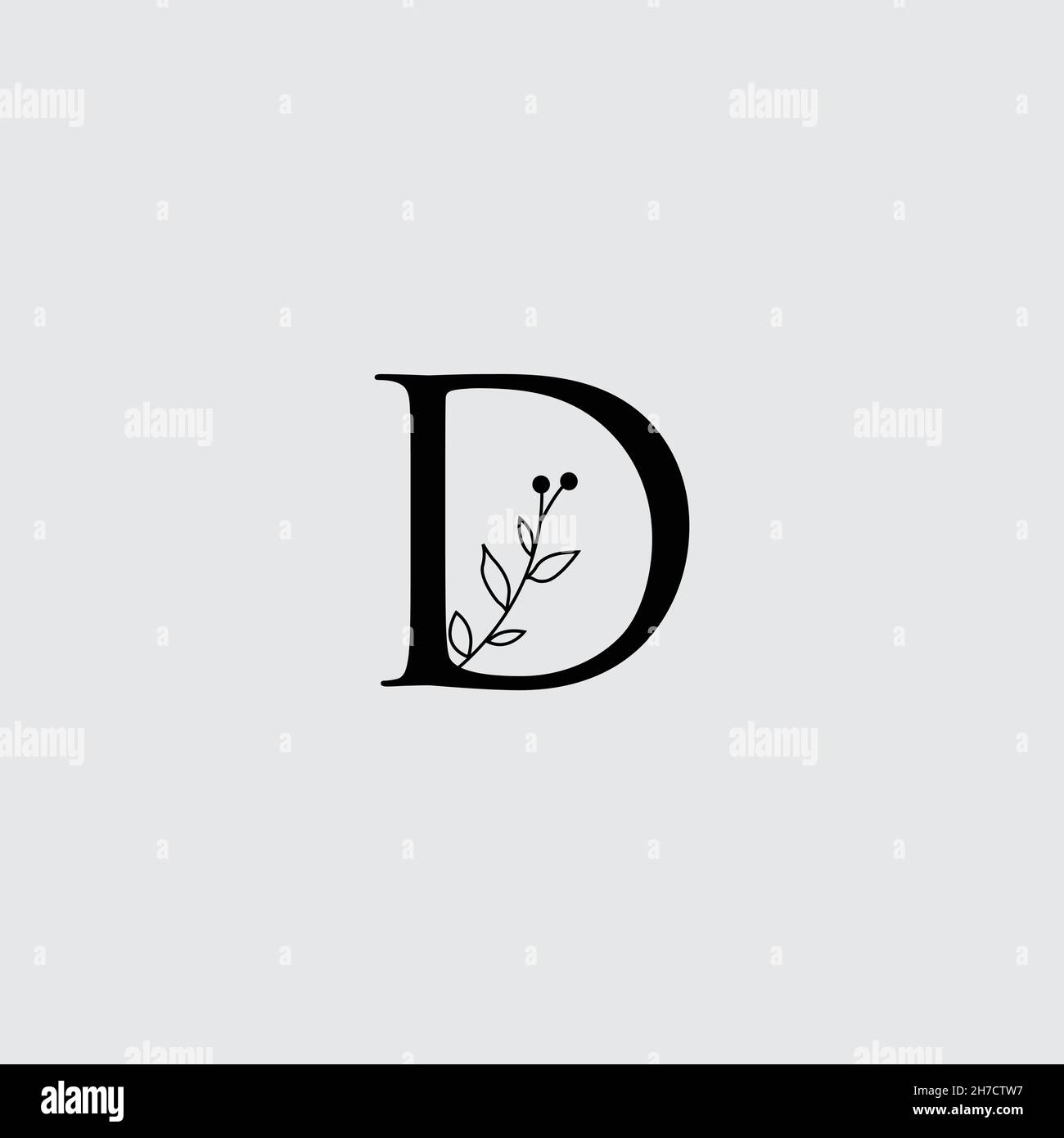 Graphic Floral Initial Alphabet D flowers bouquet composition. Unique ...