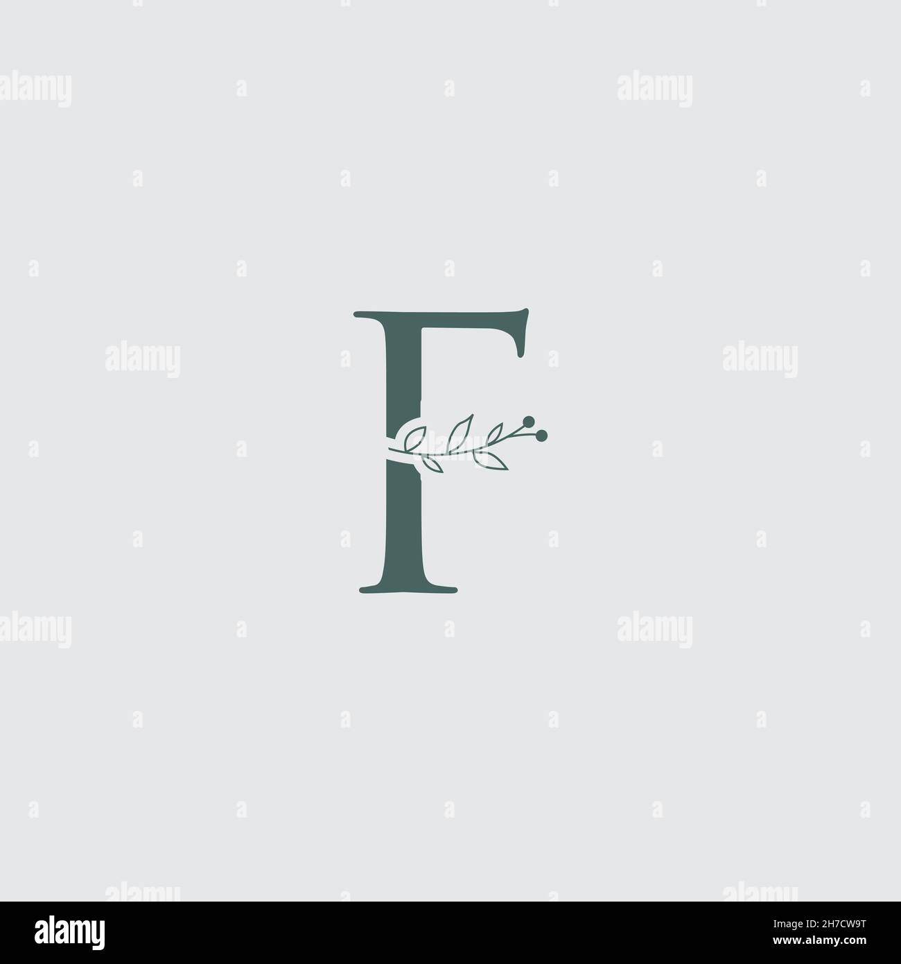 Graphic Floral Initial Alphabet F flowers bouquet composition. Unique ...