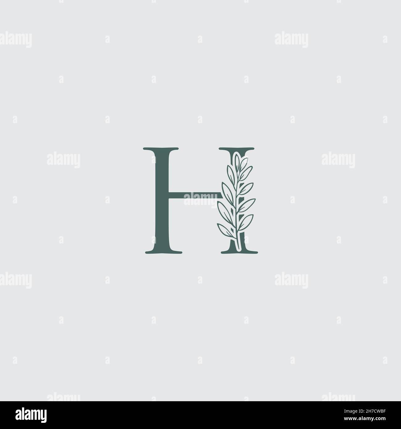 Graphic Floral Initial Alphabet H flowers bouquet composition. Unique ...
