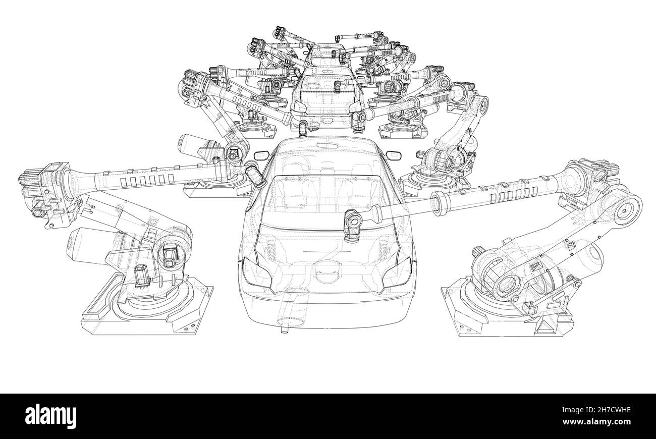 Assembly of motor vehicle. 3d illustration Stock Photo - Alamy