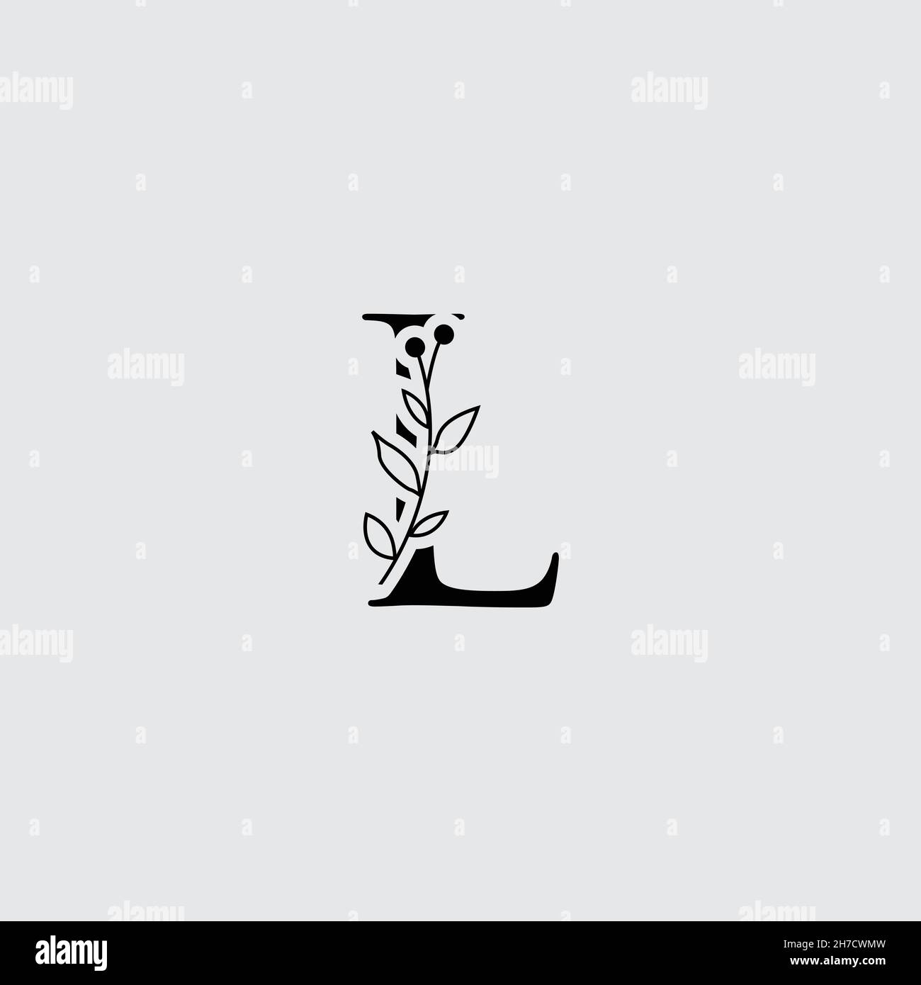 Graphic Floral Initial Alphabet L flowers bouquet composition. Unique ...