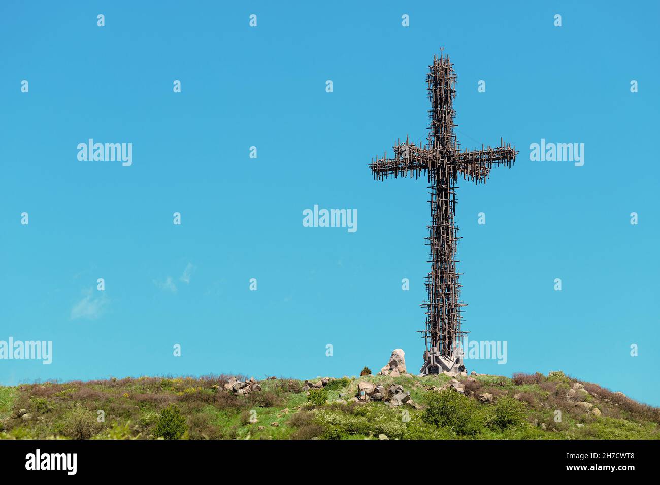 A large Christian cross consisting of many similar small crosses in the ...