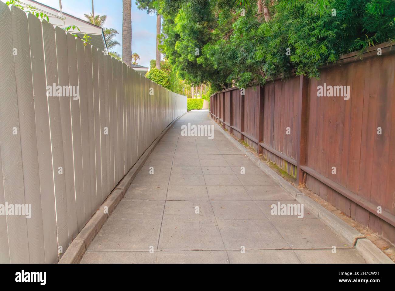 Concrete pavement in between the fences at La Jolla, California. There ...
