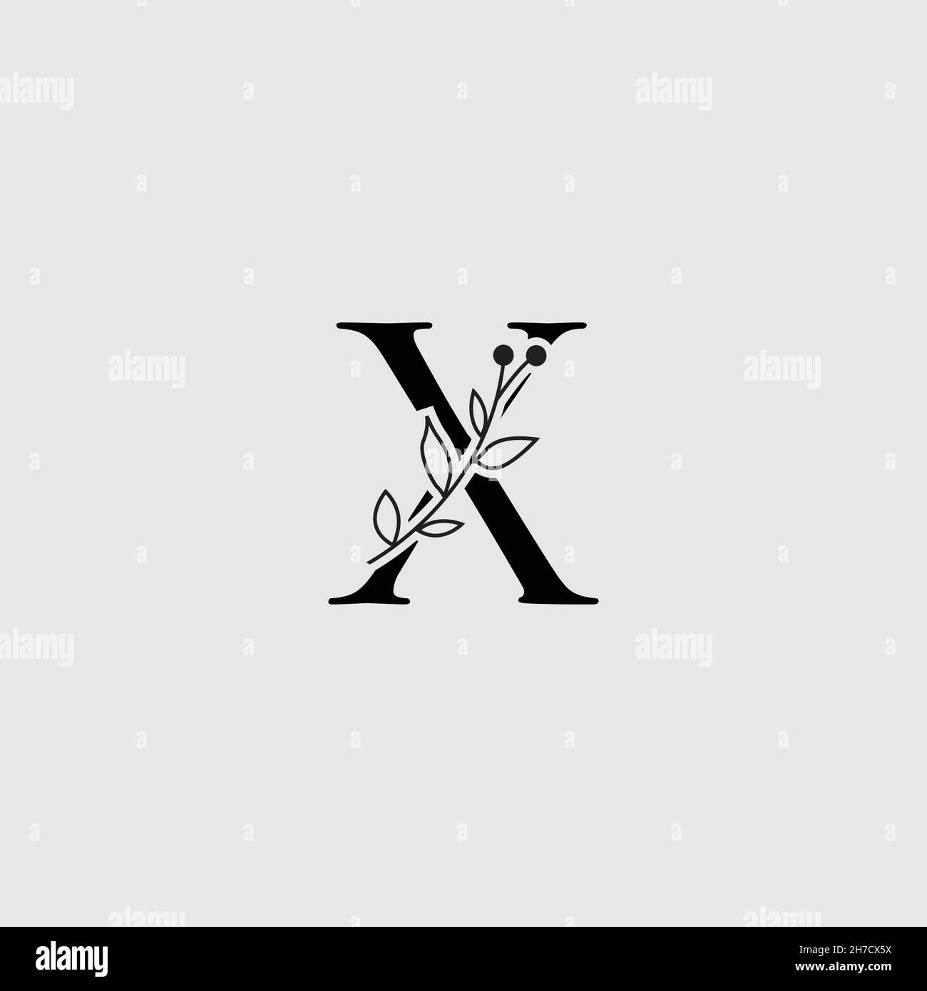 Graphic Floral Initial Alphabet X flowers bouquet composition. Unique ...