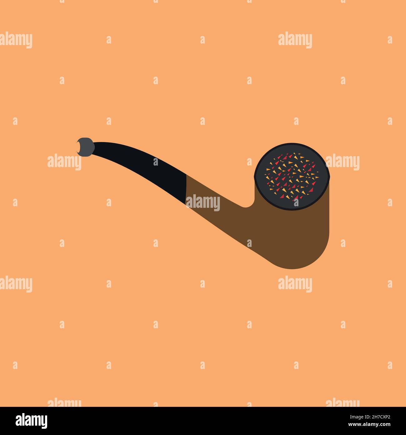 Tobacco pipe flat icon. Simple style Smoking pipe poster background ...
