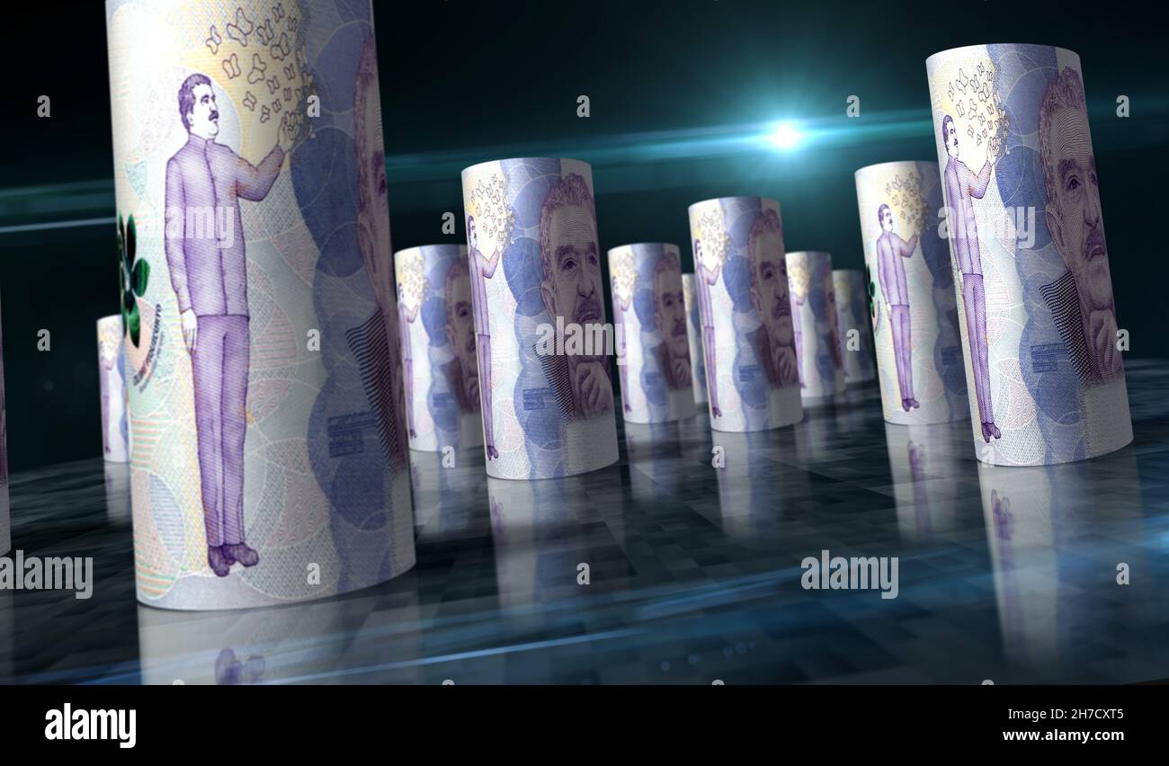 Colombia Pesos money pack 3d illustration. COP banknote rolls. Concept ...