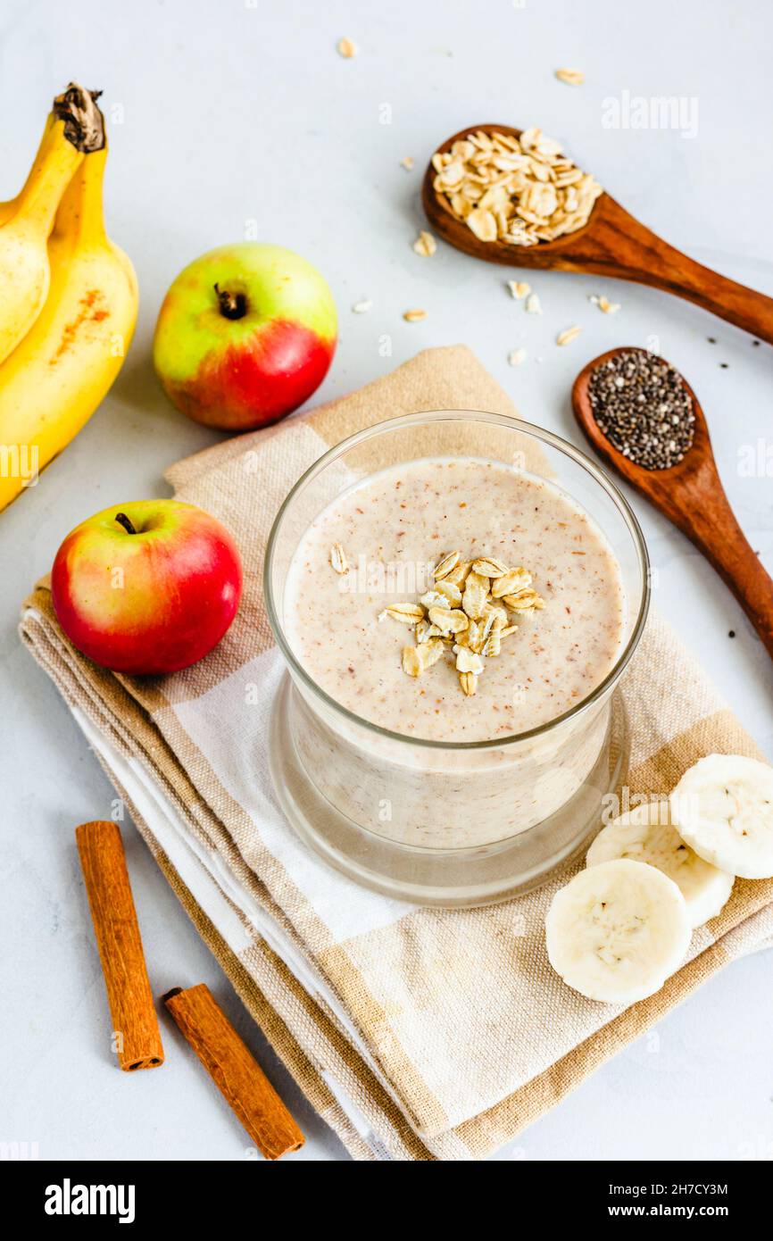 Oatmeal Smoothie in the Glasses, Healthy Food Photography Stock Photo ...