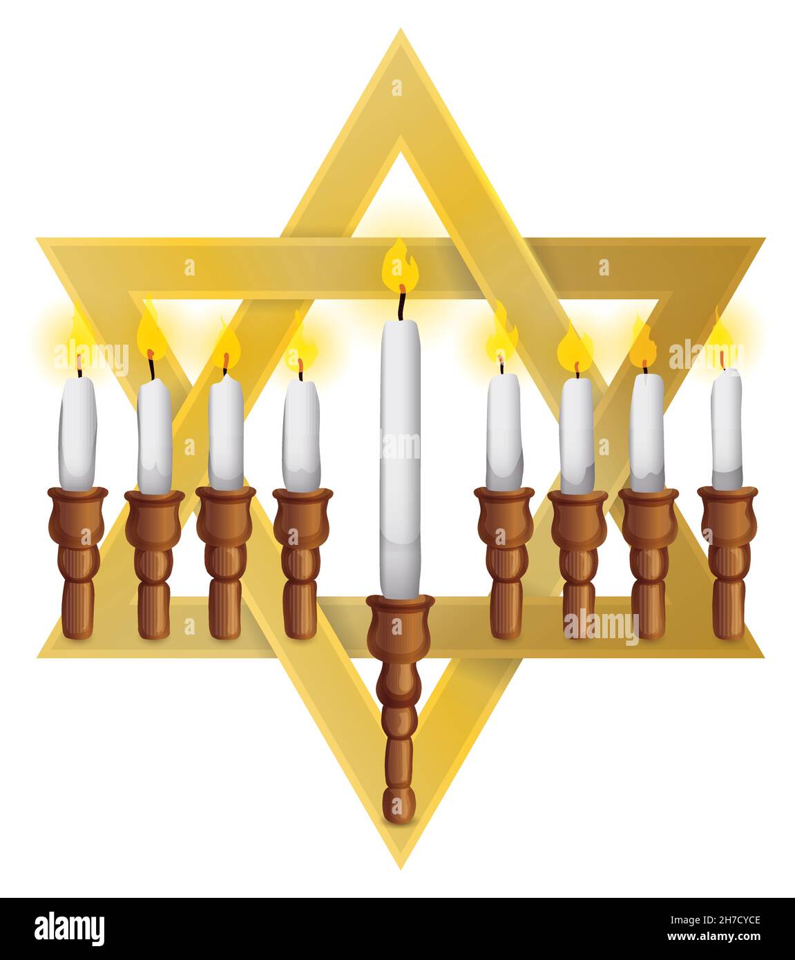 Menorah nine hanukkah candles Cut Out Stock Images & Pictures - Alamy
