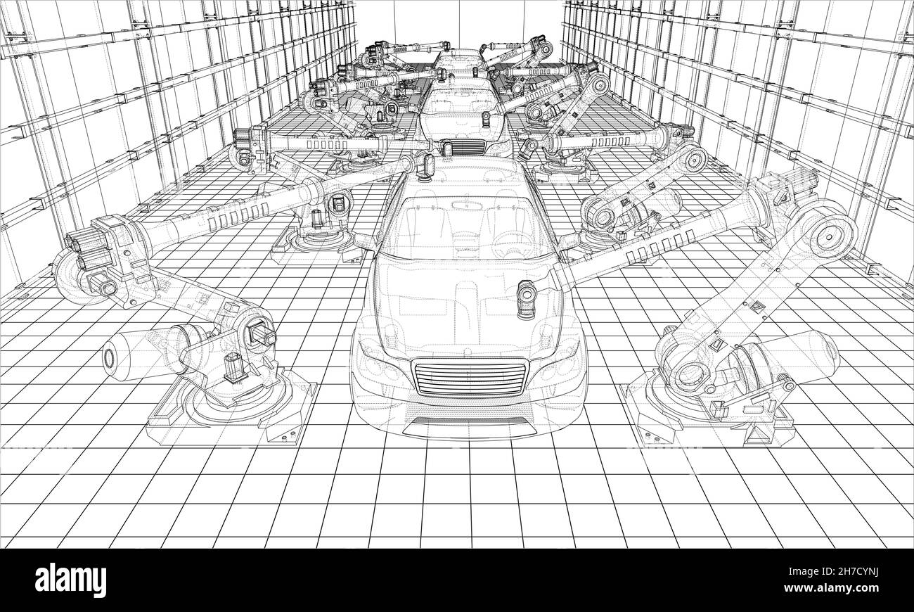 Assembly of motor vehicle. 3d illustration Stock Photo - Alamy