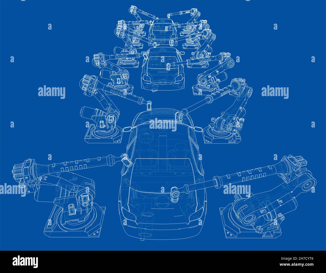 Assembly of motor vehicle. 3d illustration Stock Photo - Alamy