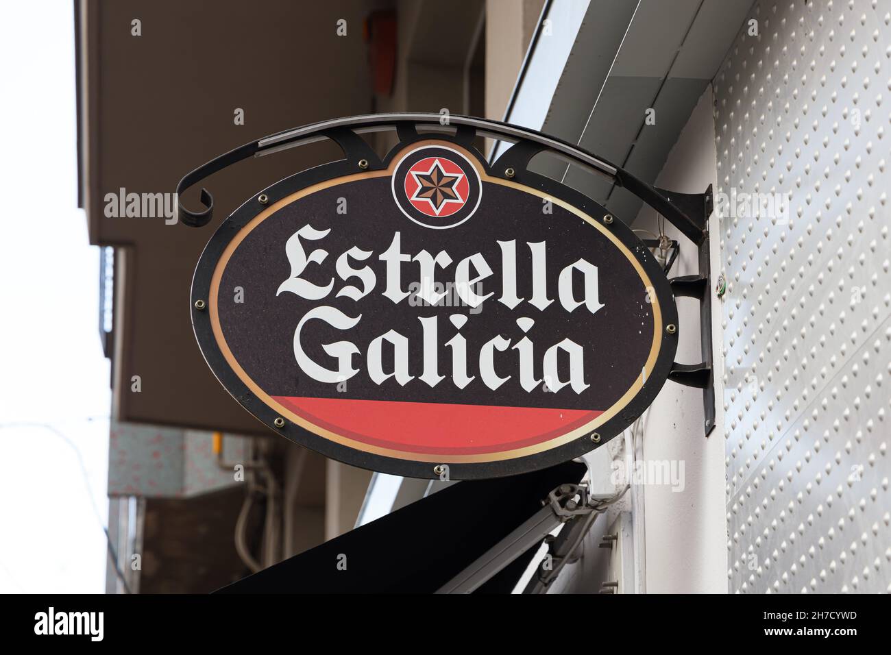 VALENCIA, SPAIN - NOVEMBER 19, 2021: Estrella Galicia is a brand of ...