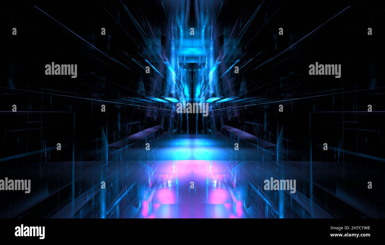 Futuristic concept empty show scene Abstract geometric glow neon ...