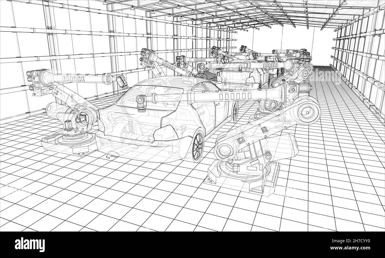 Assembly of motor vehicle. 3d illustration Stock Photo - Alamy