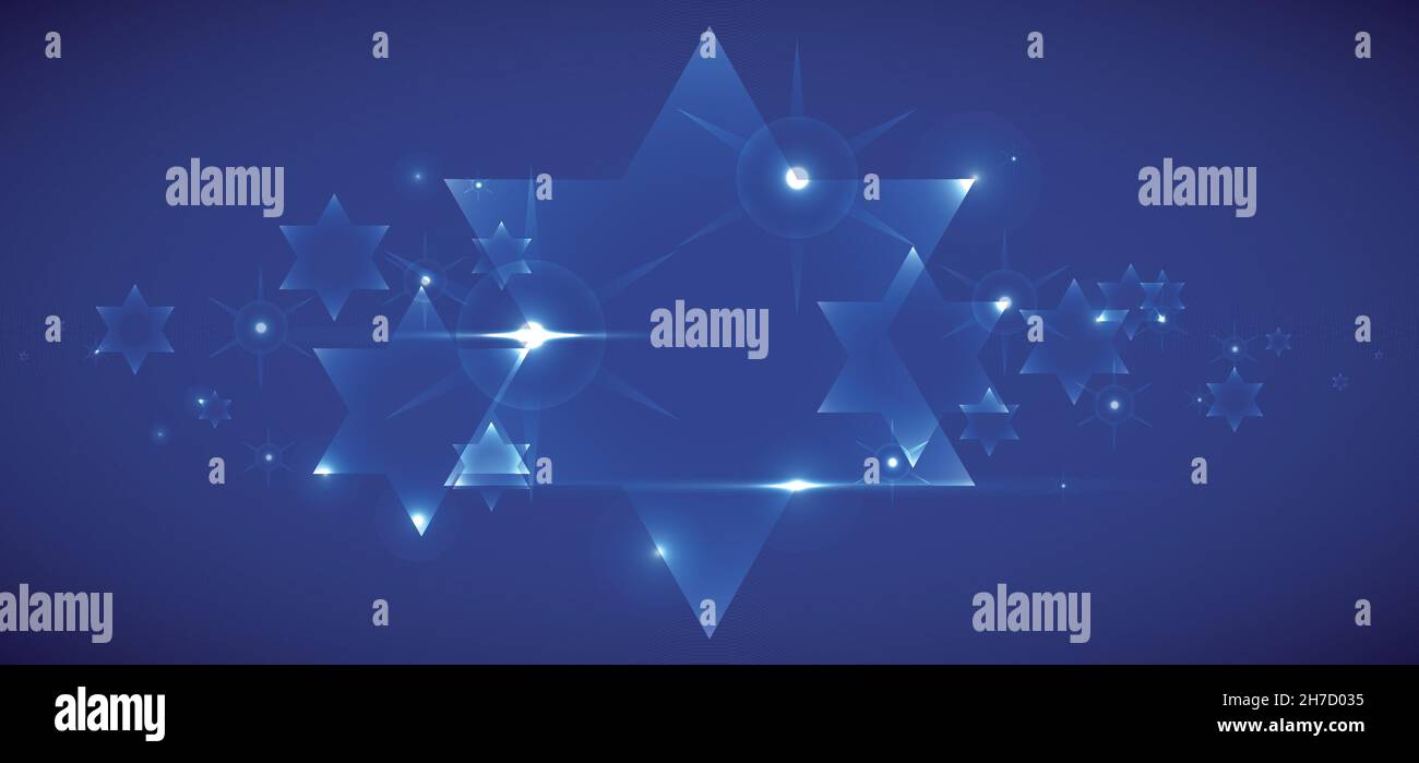 Abstract background in blue color with glows and Stars of David Stock ...