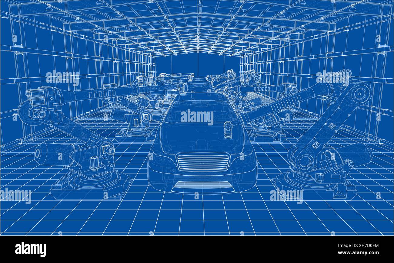 Assembly of motor vehicle. 3d illustration Stock Photo - Alamy