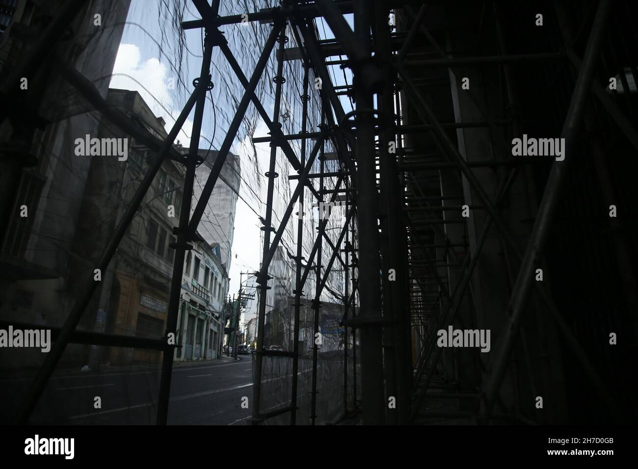 salvador, bahia, brazil - november 20, 2021: scaffolding structure ...