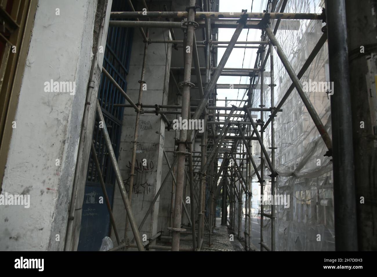 salvador, bahia, brazil - november 20, 2021: scaffolding structure ...