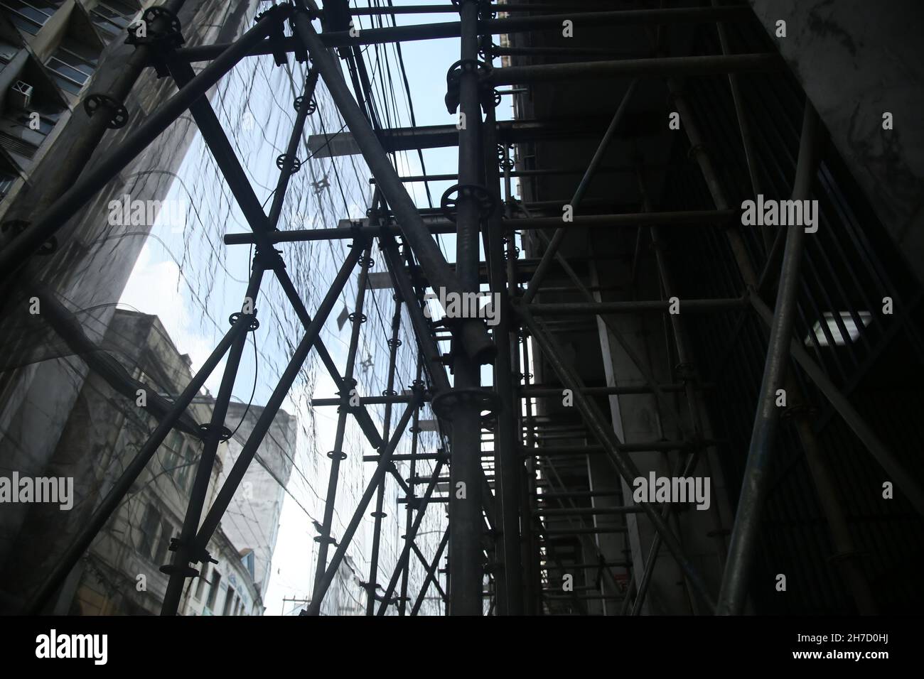 salvador, bahia, brazil - november 20, 2021: scaffolding structure ...