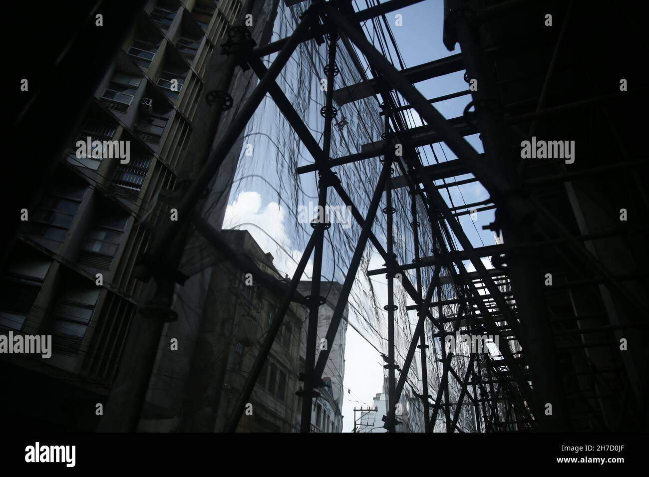 salvador, bahia, brazil - november 20, 2021: scaffolding structure ...